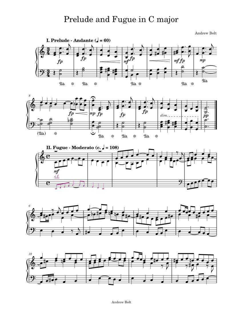 Prelude and Fugue in C major Sheet music for Piano (Solo) | Musescore.com