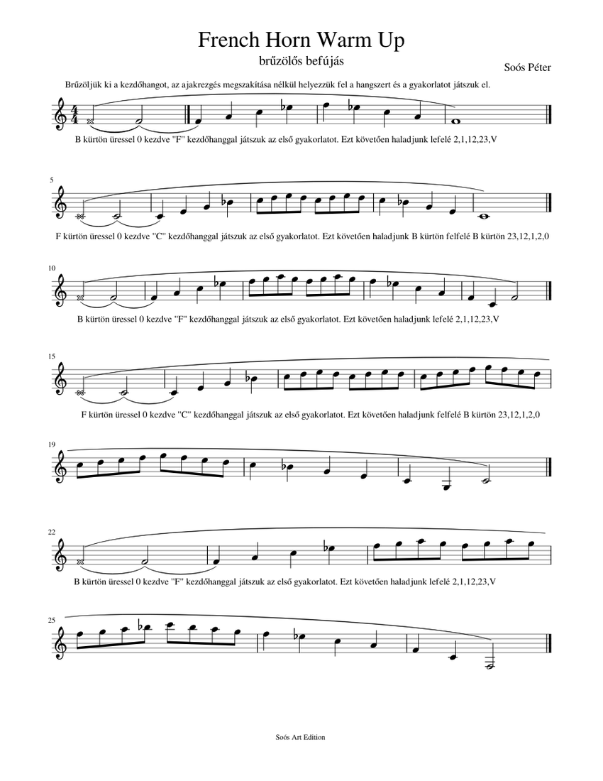 French Horn Warm Up Sheet music for French horn (Solo) | Musescore.com