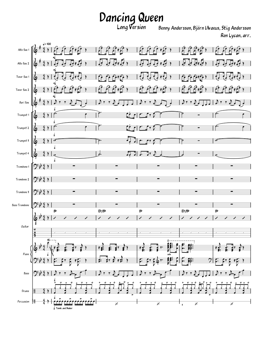 Dancing Queen Sheet music for Piano, Trombone, Trombone bass ...