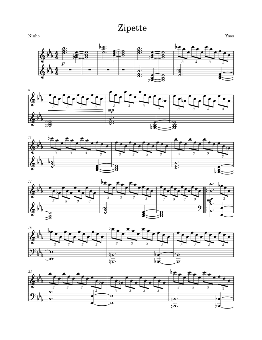 Zipette – Ninho (Ysos) Sheet music for Piano (Solo) | Musescore.com