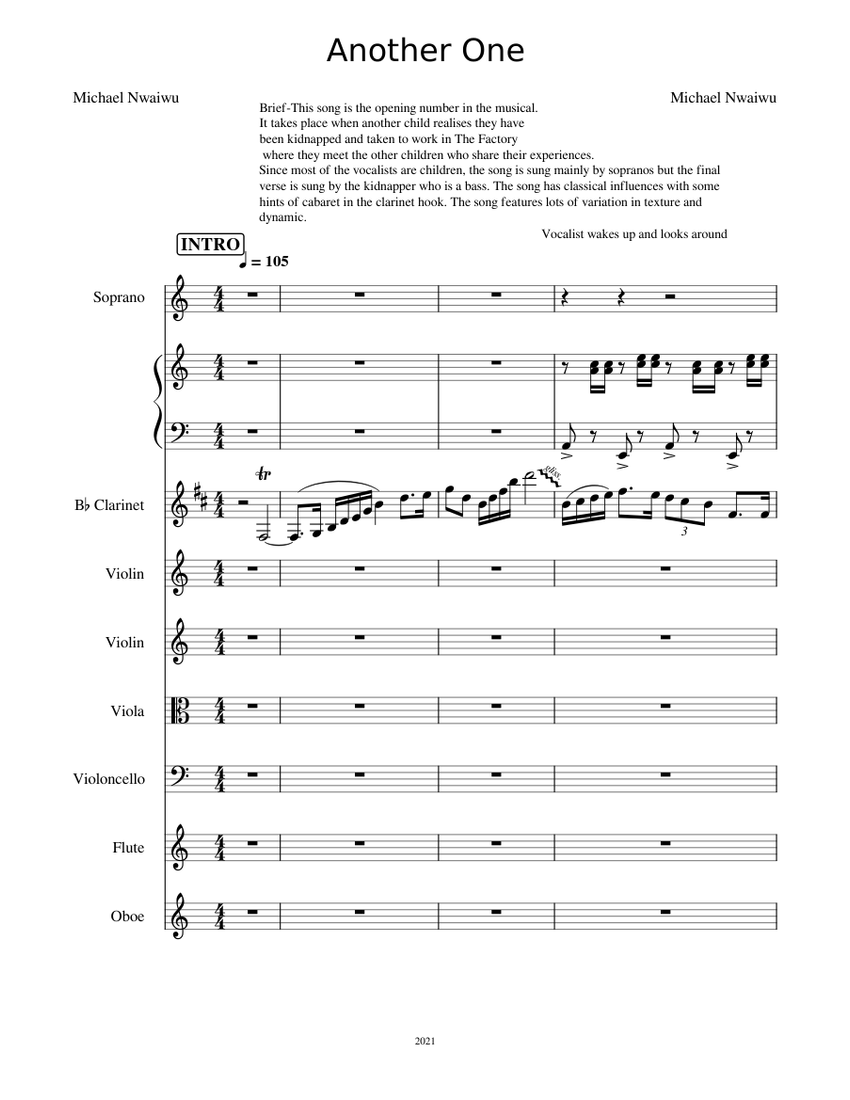 Another One Sheet music for Piano, Soprano, Flute, Oboe & more ...