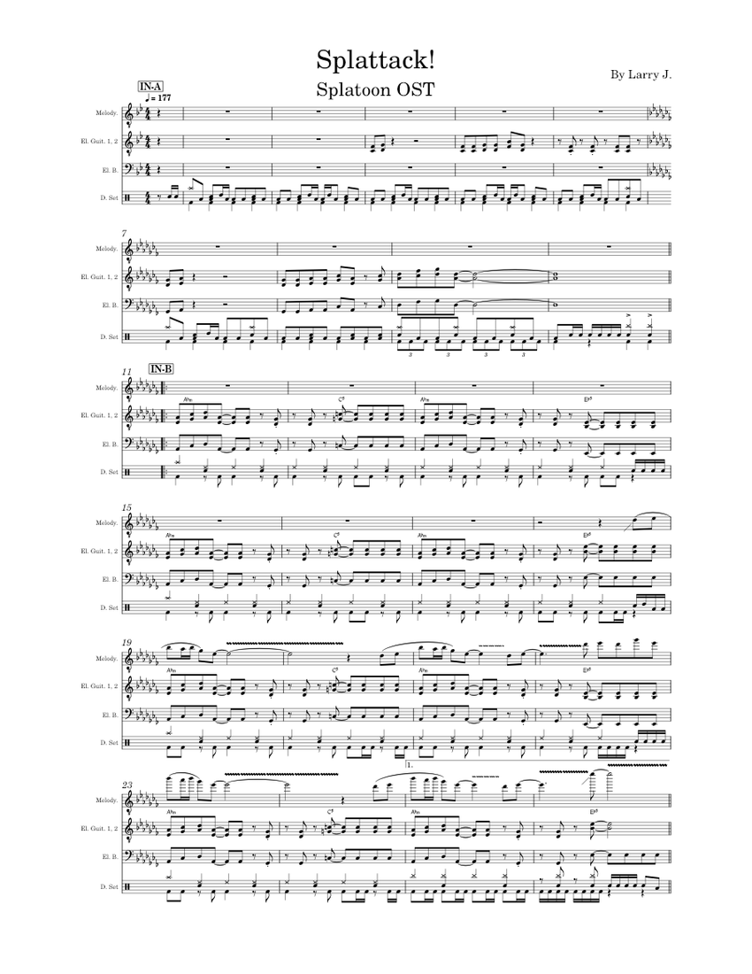 Splattack! – Toru Minegishi, Shiho Fujii Sheet music for Guitar, Bass ...