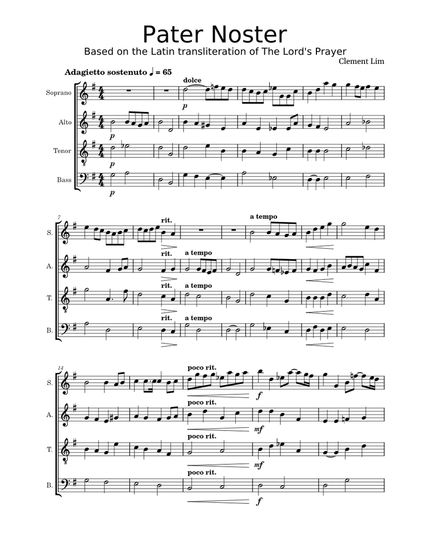The Lord's Prayer Sheet music for Soprano, Alto, Tenor, Bass voice (Choral) | Musescore.com