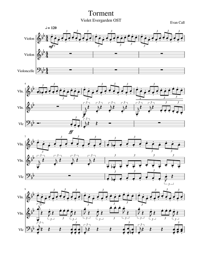 Torment Sheet Music for Violin, Cello (String Trio) | MuseScore.com