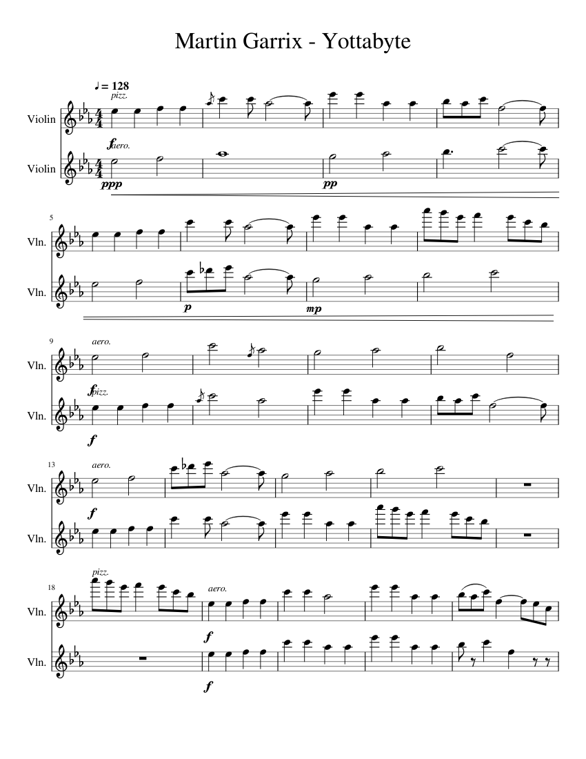 Martin Garrix - Yottabyte Sheet music for Violin (String Duet ...