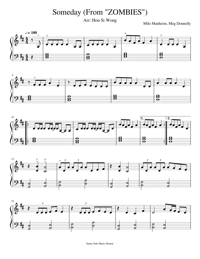 Someday (ZOMBIES) Sheet Music for Piano (Solo) Easy | MuseScore.com
