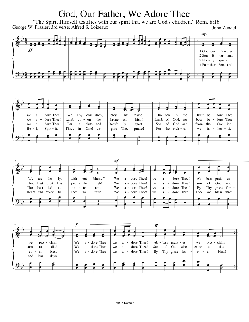 God Our Father We Adore Thee Sheet Music for Piano (Solo) Easy ...
