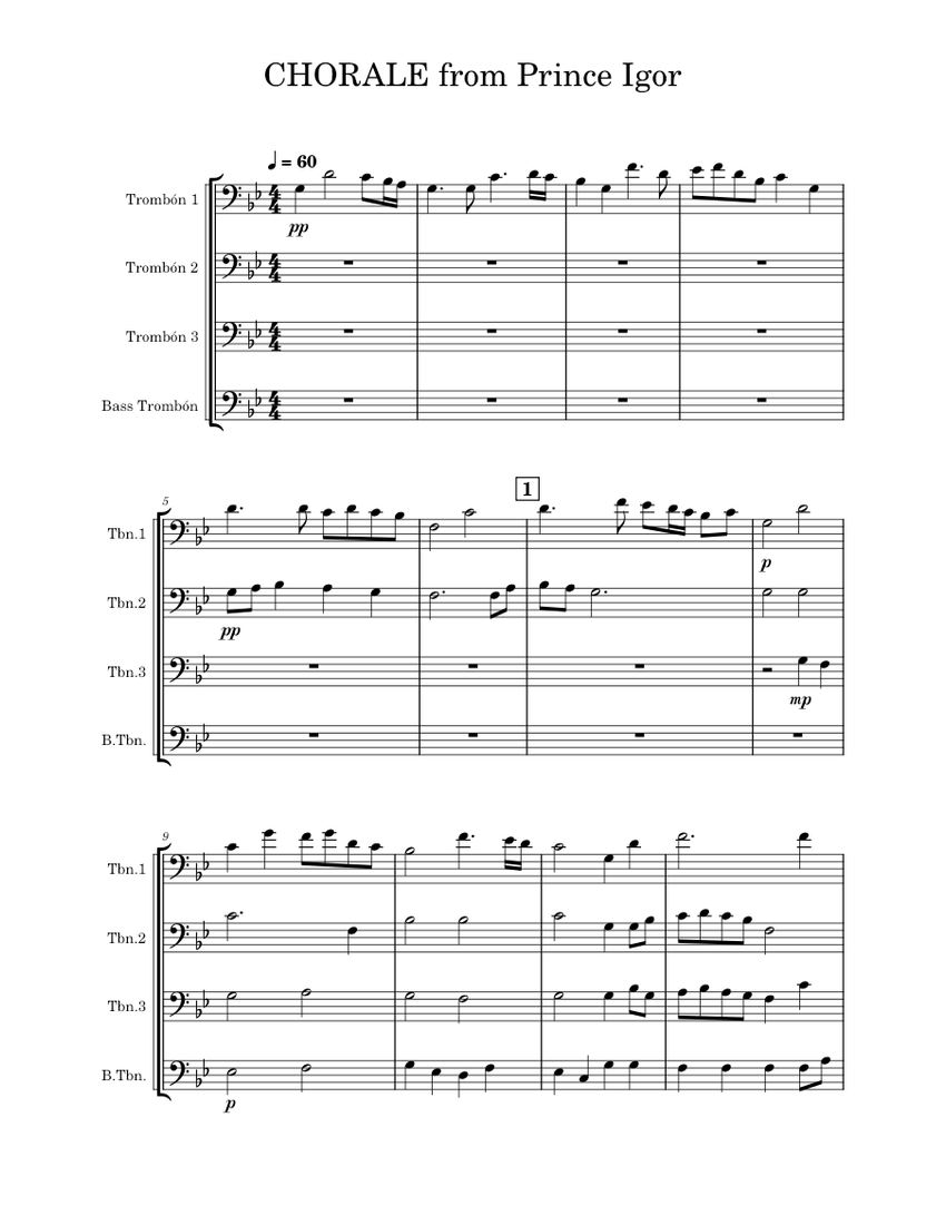 Prince igor theme – Alexander Borodin CHORALE from Prince Igor Sheet ...