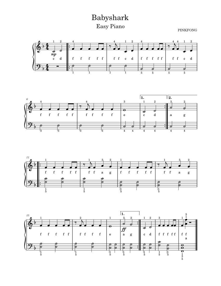 Baby Shark – PINKFONG Sheet music for Piano (Piano-Voice) Easy ...