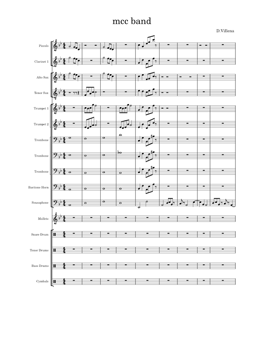 mcc_band Sheet music for Trombone, Flute piccolo, Clarinet in b-flat ...