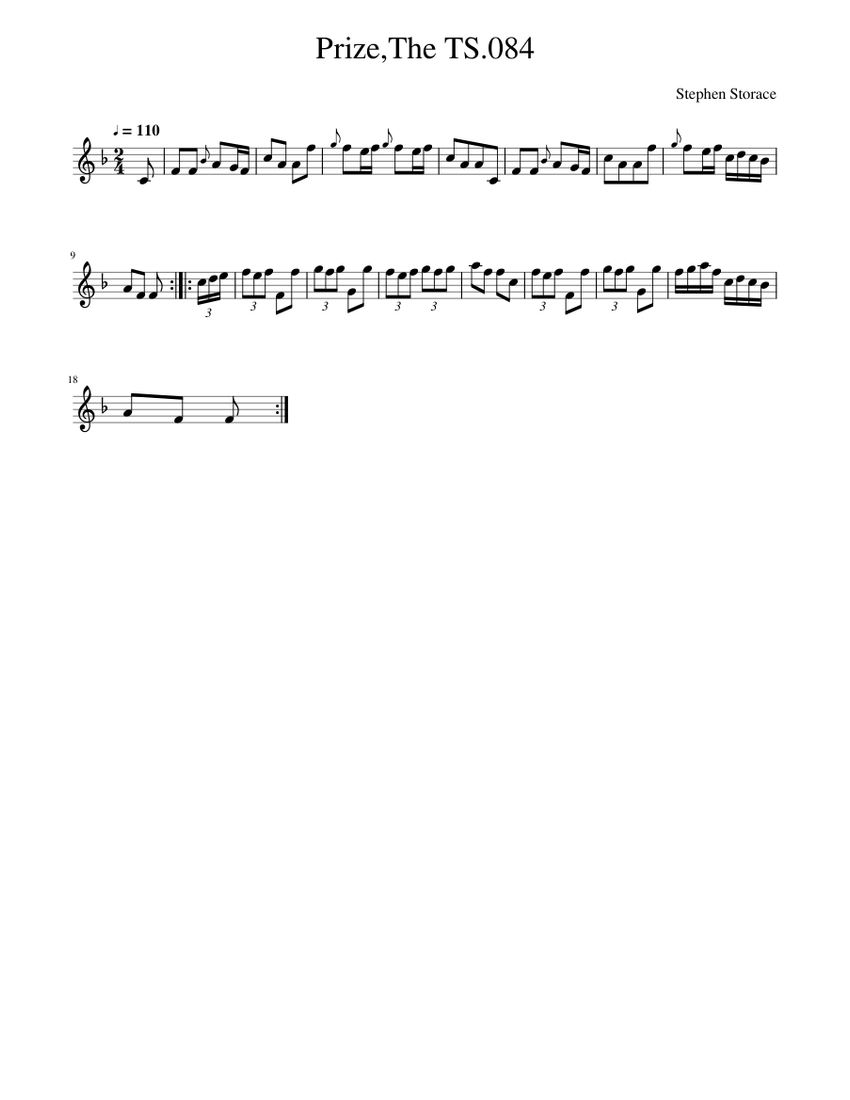 Stephen Storace - Prize,The TS.084 Sheet music for Piano (Solo) Easy ...