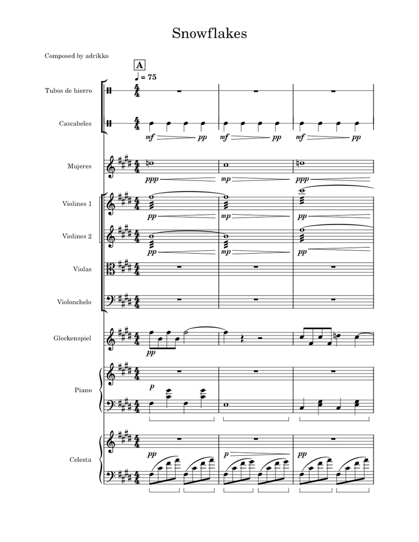 Snowflakes Sheet music for Piano, Female, Celesta, Glockenspiel & more ...