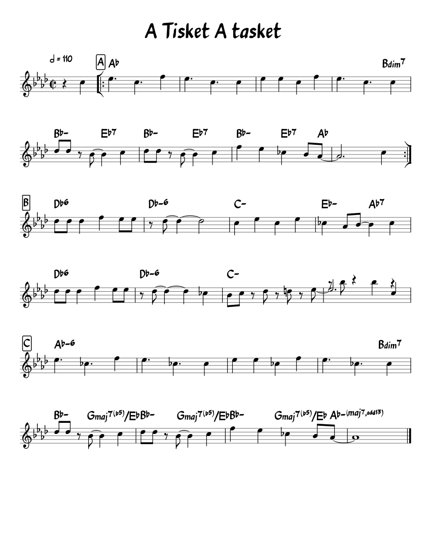 A Tisket A tasket Sheet music for Piano (Solo) Easy | Musescore.com