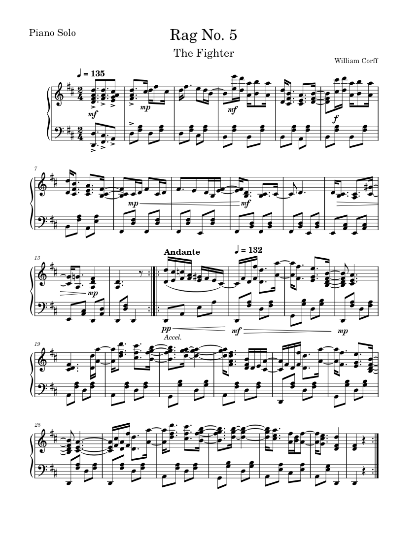Rag No. 5 Sheet music for Piano (Solo) | Musescore.com