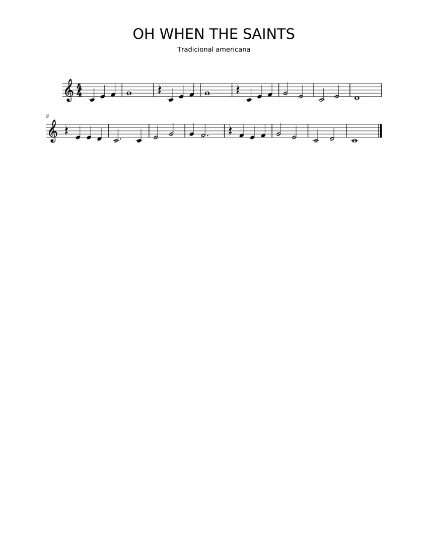 Oh when the Saints – Misc tunes OH WHEN THE SAINTS Sheet Music for ...