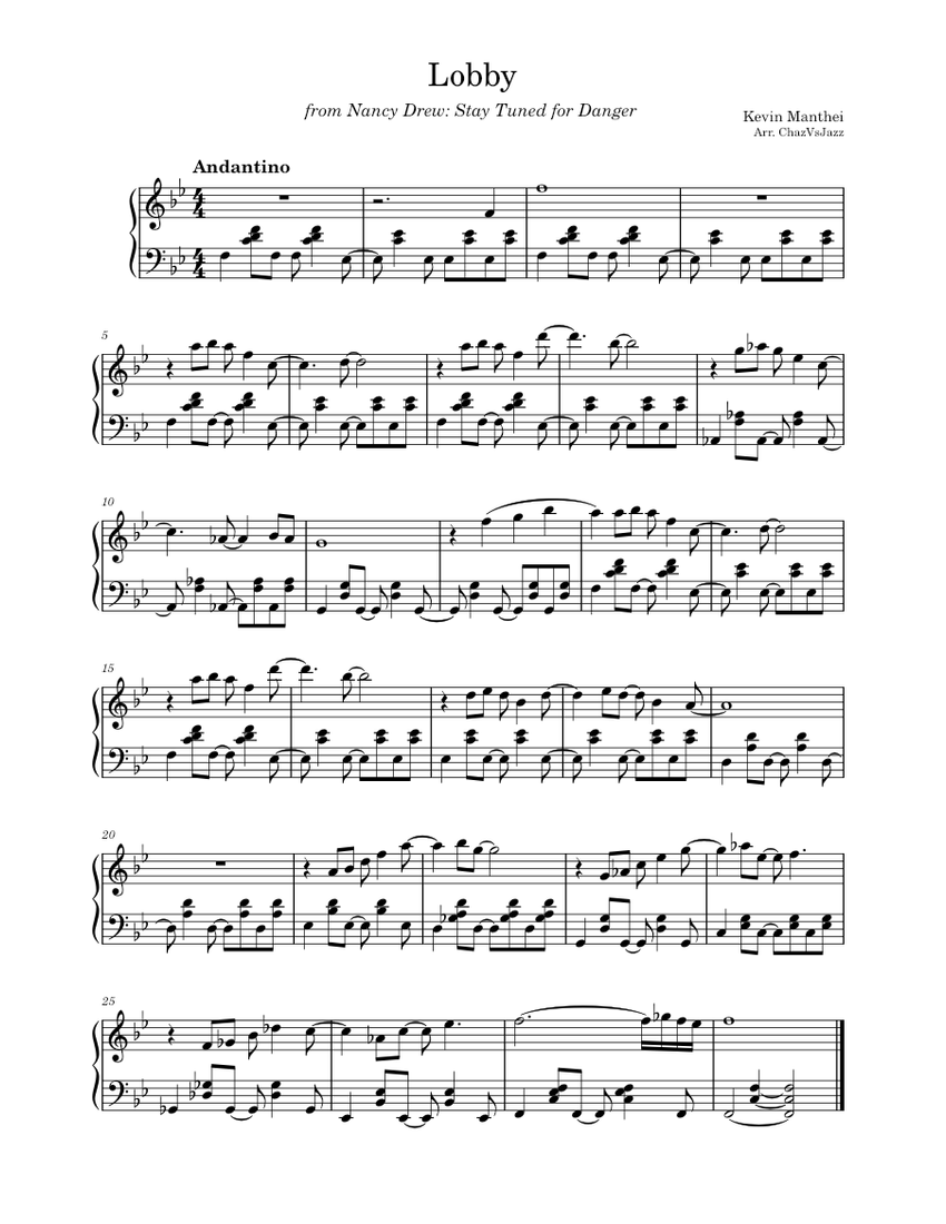 Lobby Sheet Music for Piano (Solo) Easy | MuseScore.com