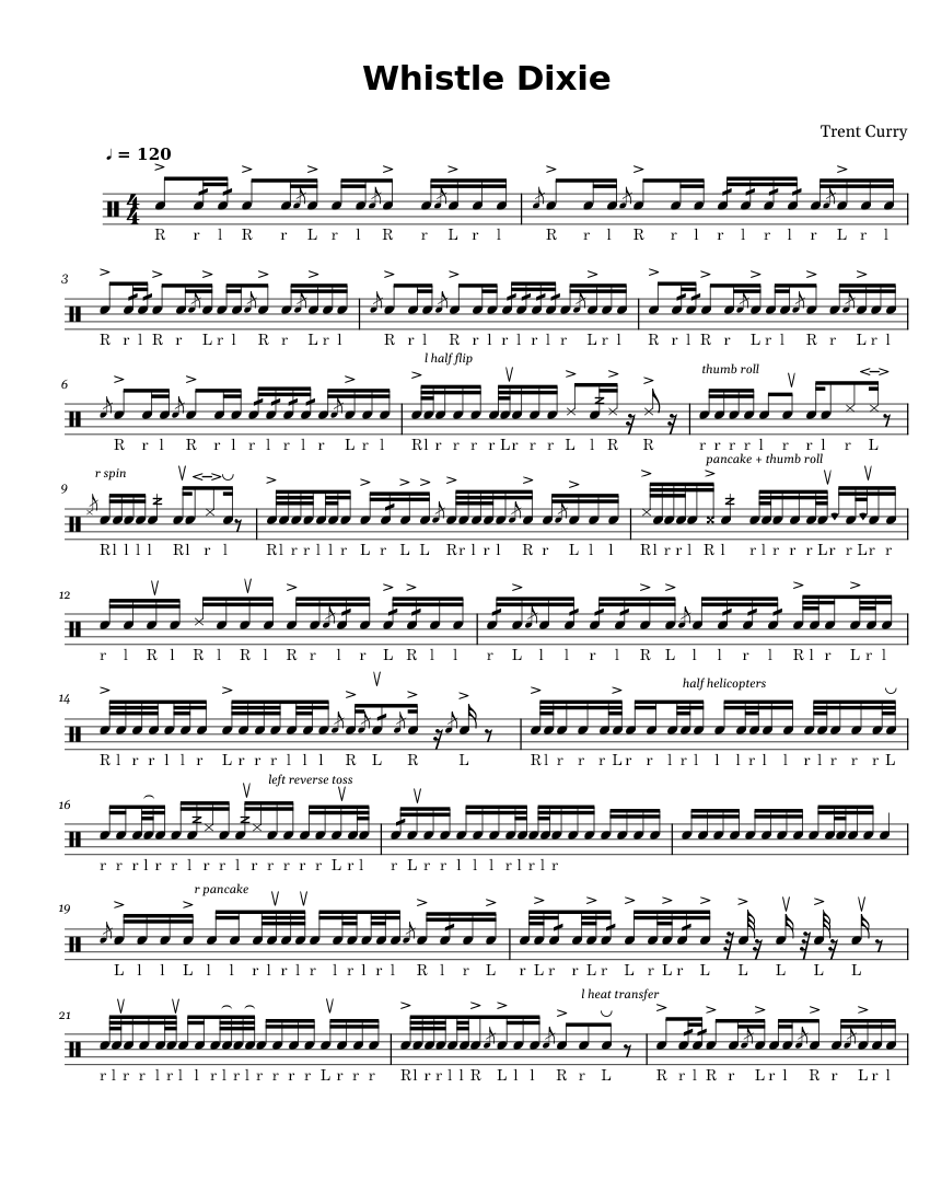 Whistle Dixie Sheet music for Snare drum (Solo) | Musescore.com