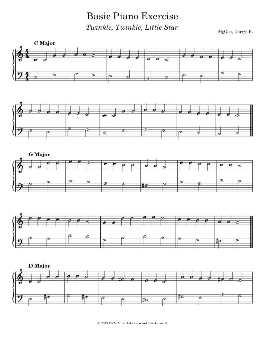 Basic Piano Exercise Sheet Music for Piano (Solo) Easy | MuseScore.com