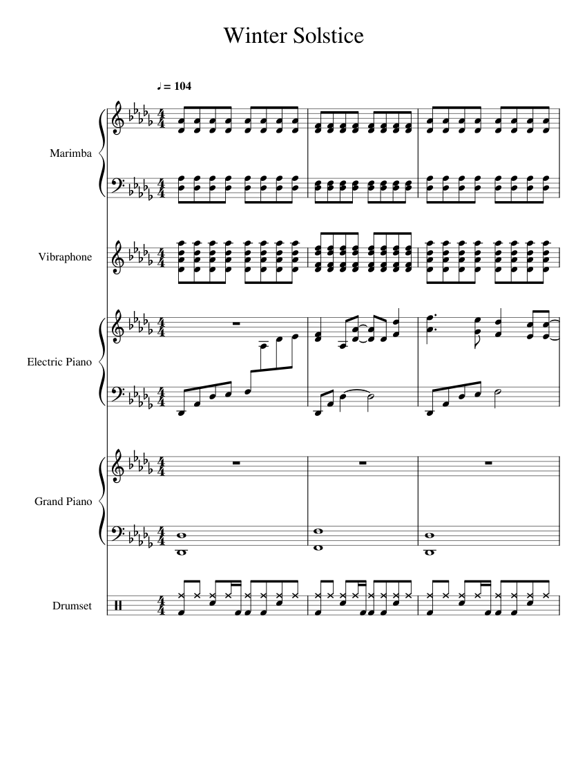 Winter Solstice Sheet music for Piano, Vibraphone, Drum group, Marimba ...