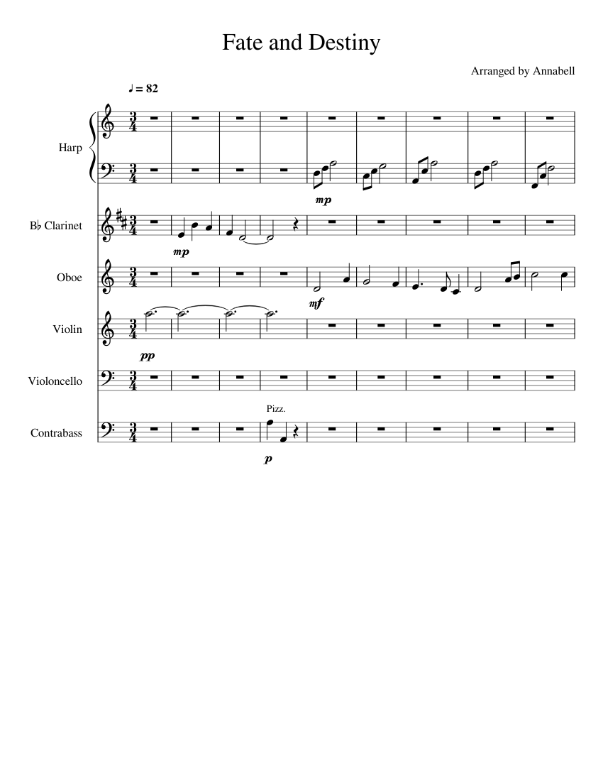Fate and Destiny Sheet music for Oboe, Clarinet in b-flat, Contrabass ...