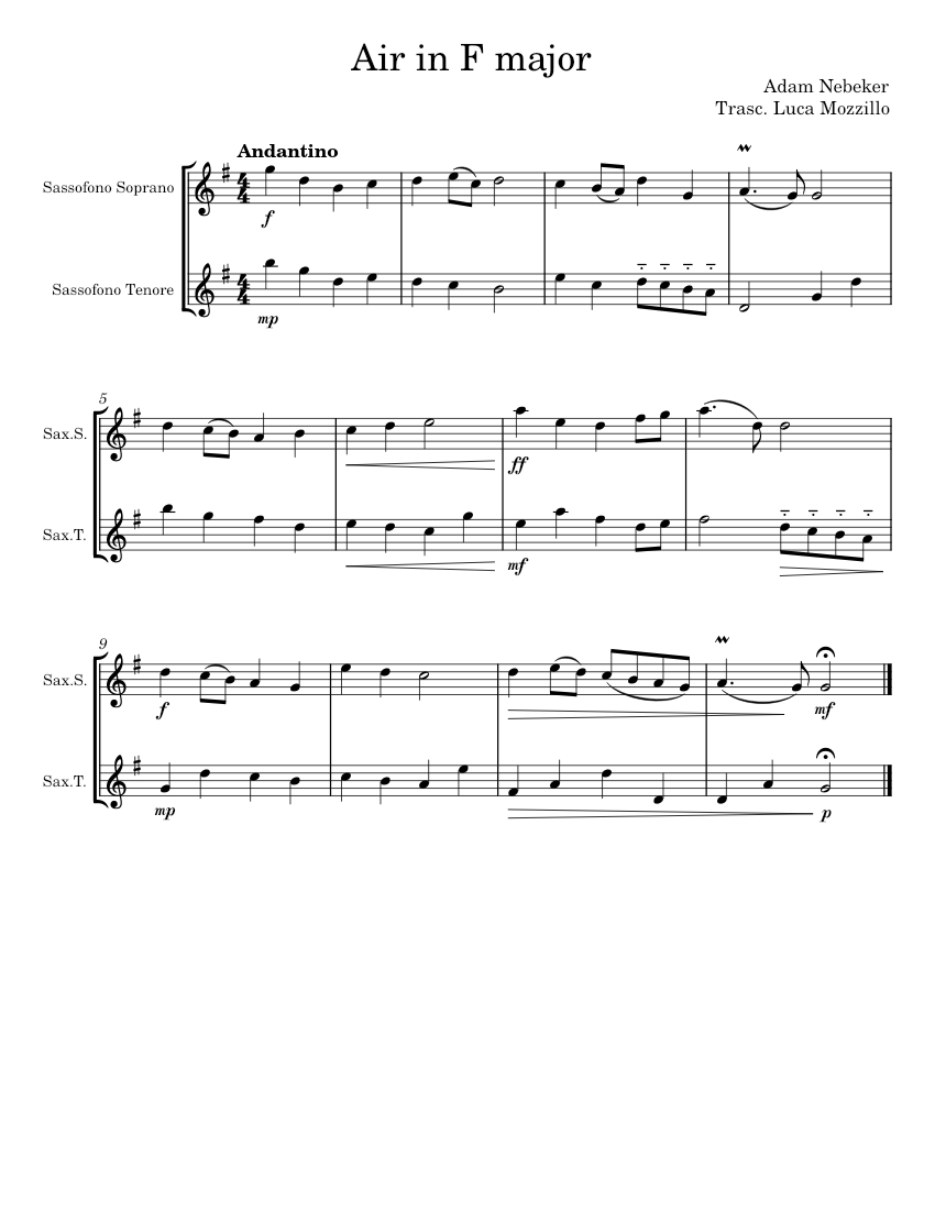 Air in F major - Adam Nebeker Sheet music for Saxophone tenor ...