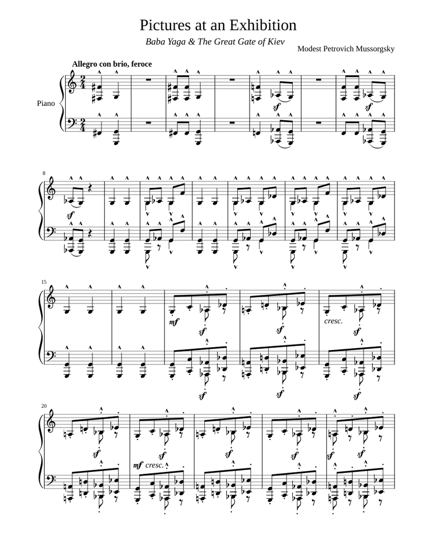 Pictures at an Exhibition Sheet music for Piano (Solo) | Musescore.com