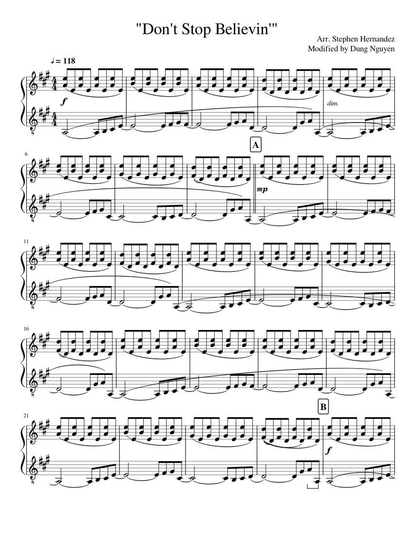 "Don't Stop Believin'" Sheet music for Piano (Solo) | Musescore.com