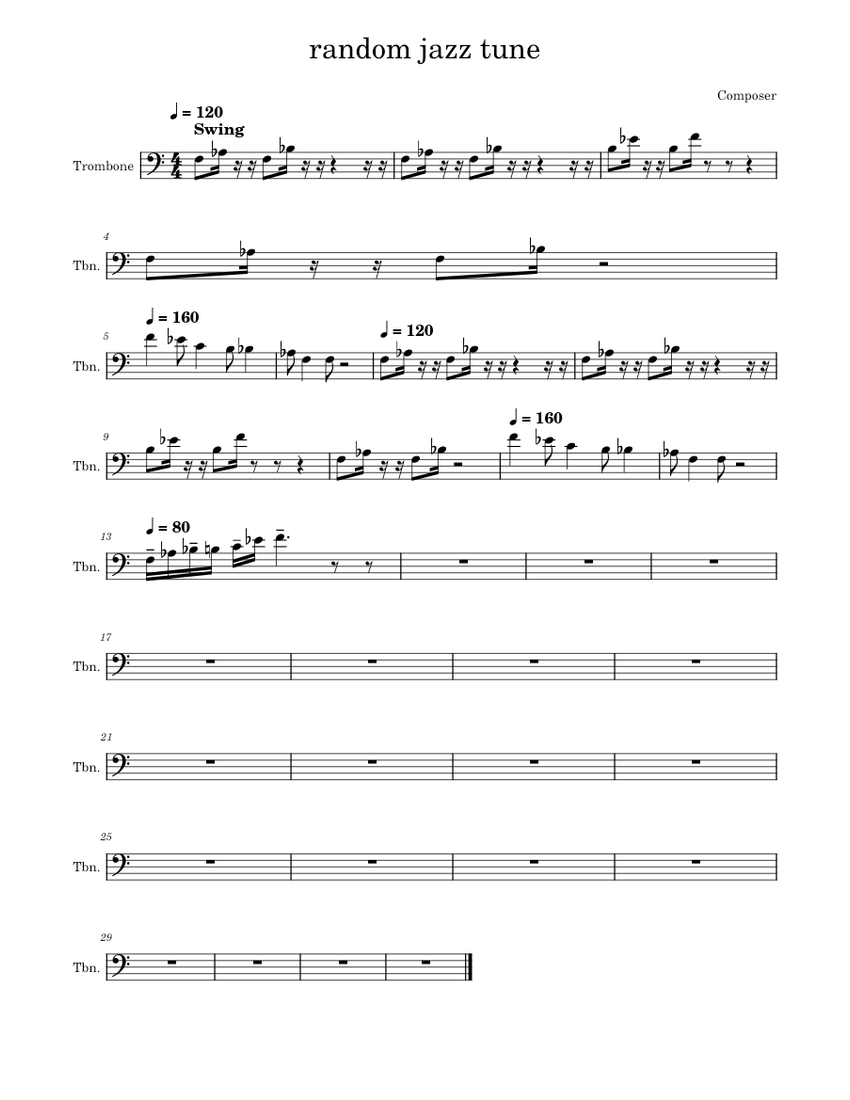 jazz tune Sheet music for Trombone (Solo) | Musescore.com
