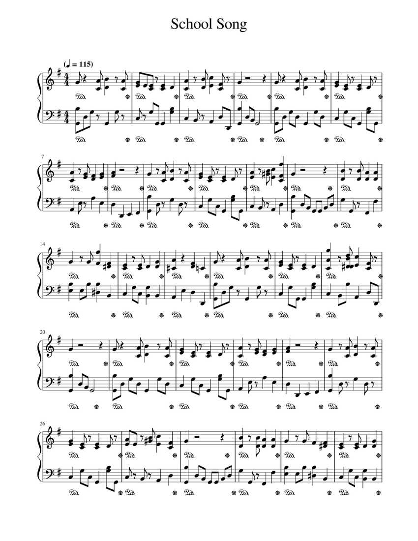 School Song Sheet Music for Piano (Solo) Easy | MuseScore.com
