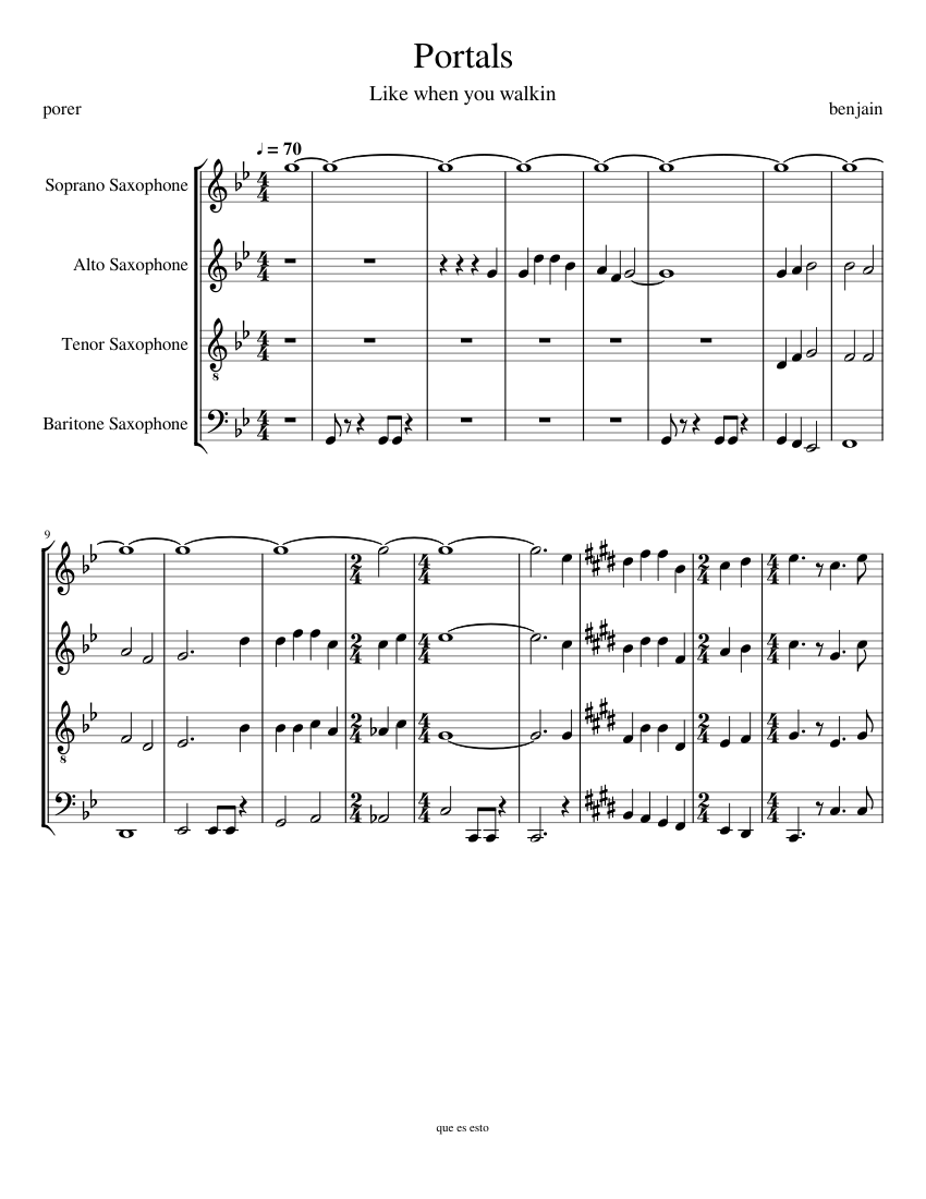 Portals Sheet music for Saxophone alto, Saxophone tenor, Saxophone ...