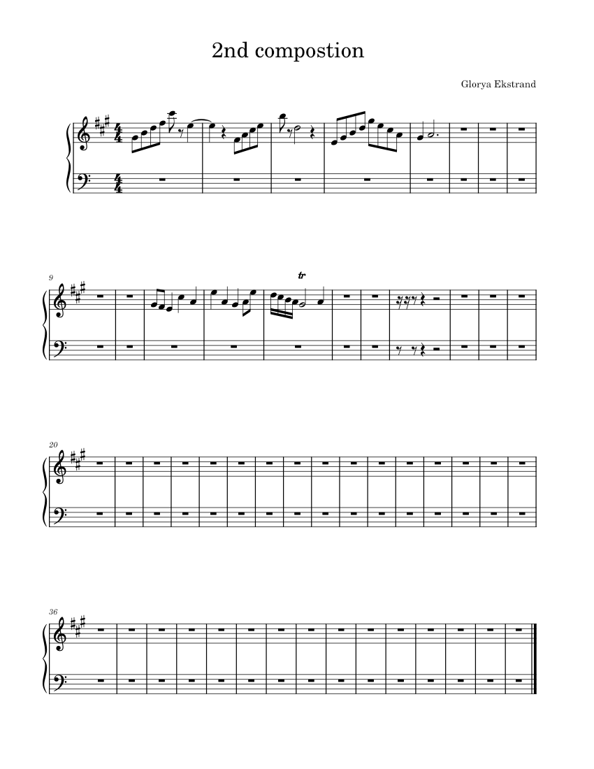 2nd compostion Sheet Music for Piano (Solo) Easy | MuseScore.com