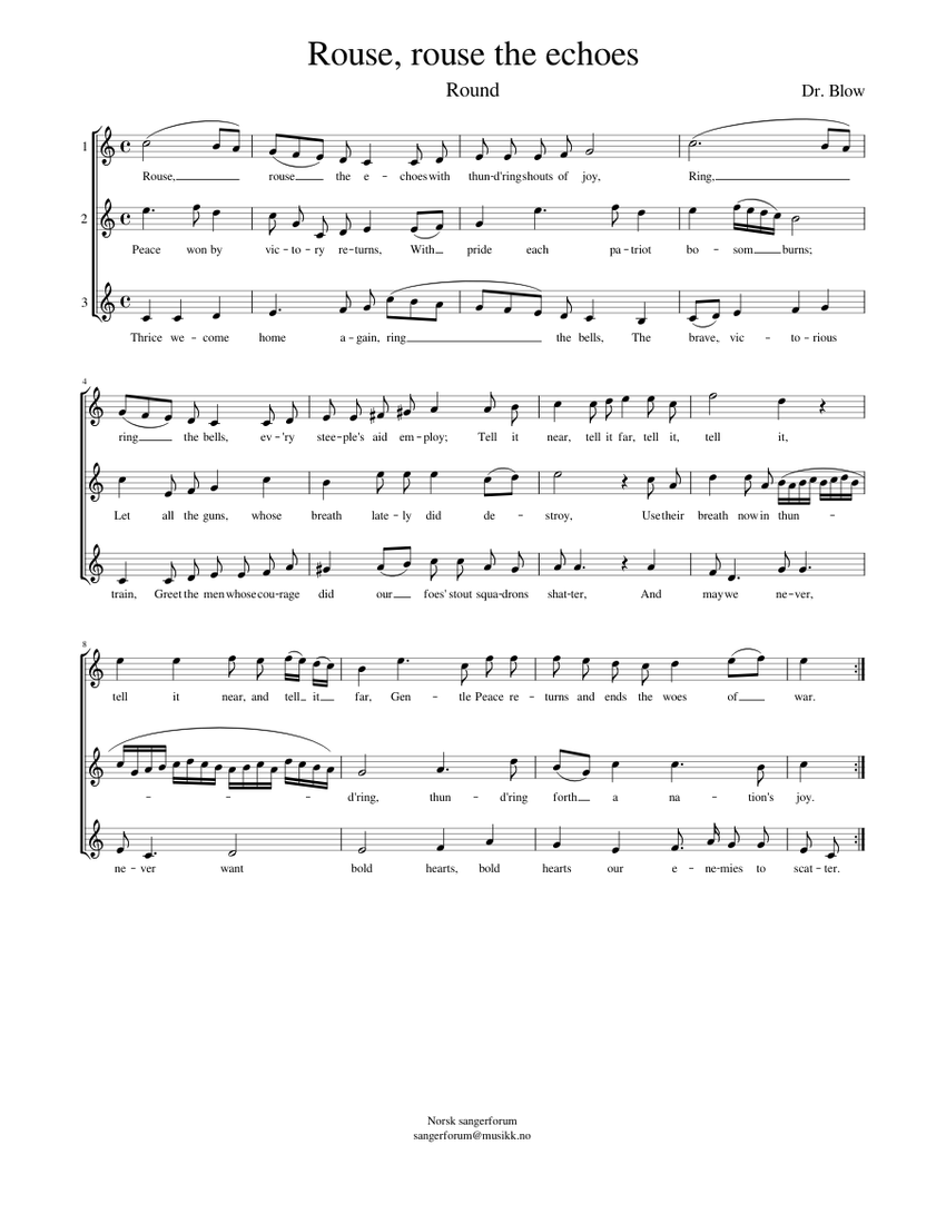 Rouse, rouse the echoes Sheet music for Vocals (Choral) | Musescore.com