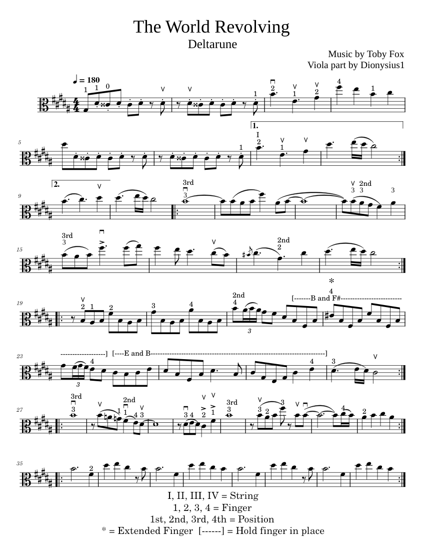 Toby Fox - The World Revolving for Viola Solo Sheet Music for Viola (Solo) | MuseScore.com
