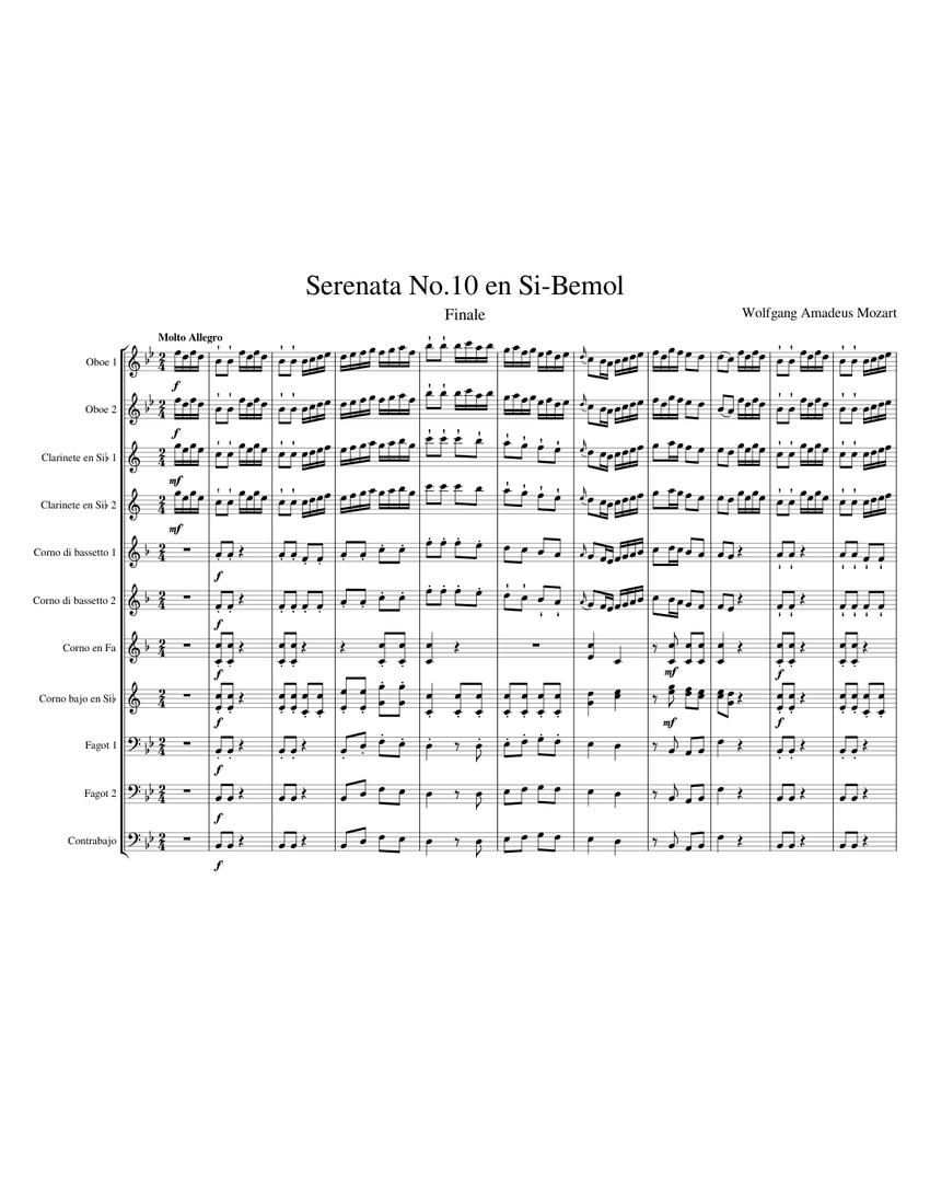 Sérénade K.361, "Gran partita". – Wolfgang Amadeus Mozart Serenata No ...