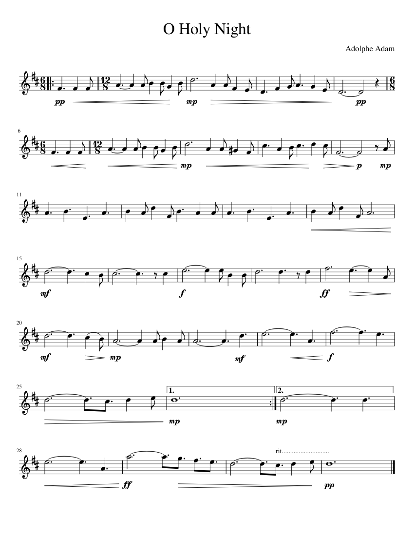 O Holy Night Sheet Music for Violin (Solo) | MuseScore.com