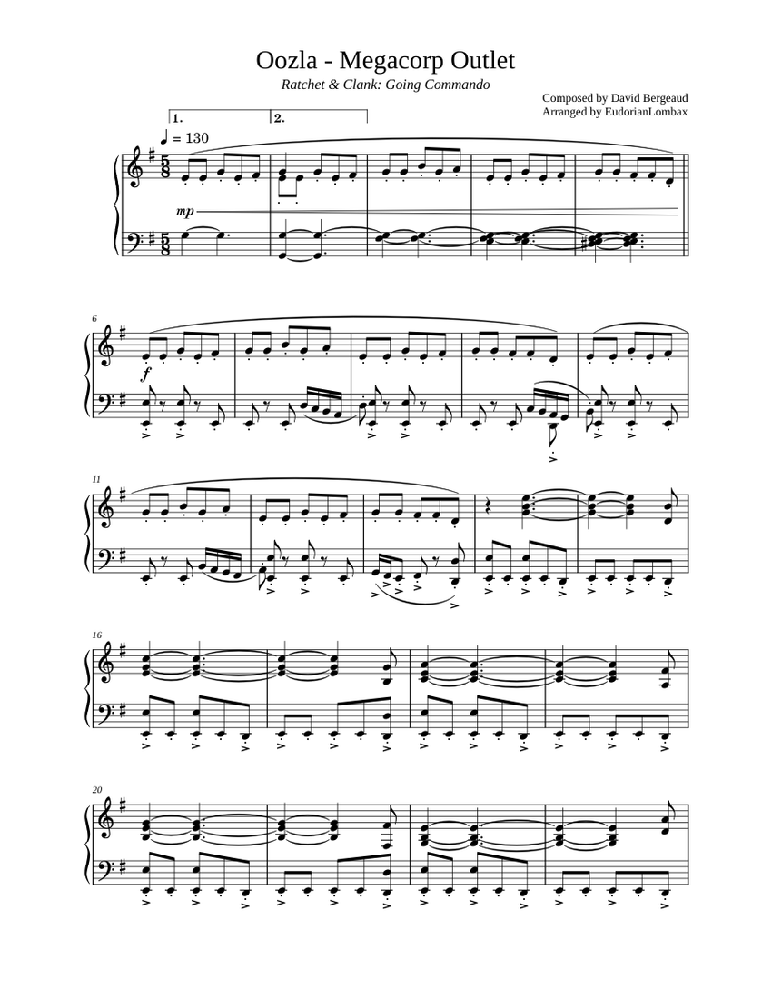 Oozla - Megacorp Outlet – Ratchet & Clank 2: Going Commando Sheet Music ...