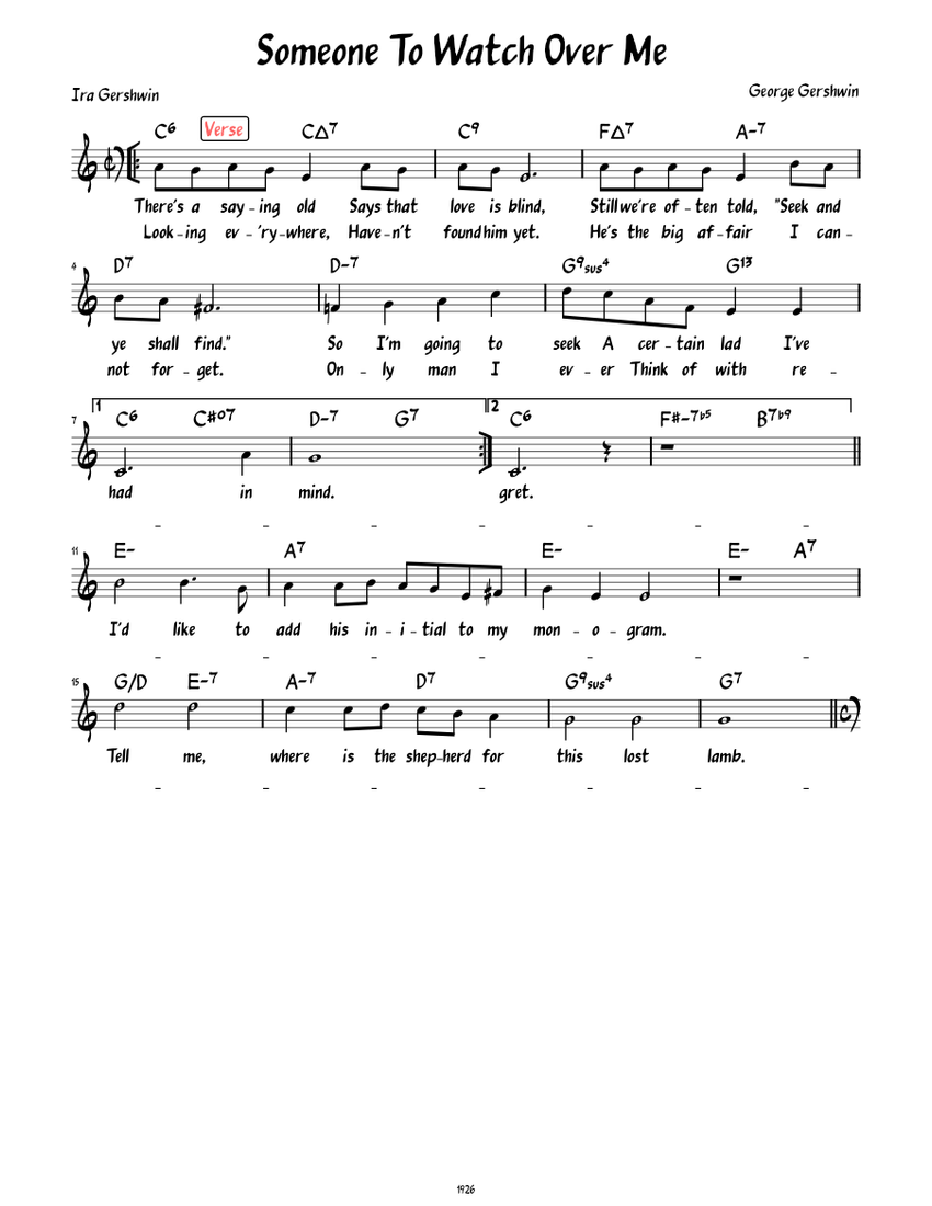 Someone To Watch Over Me (lead sheet with lyrics ) Sheet music for ...