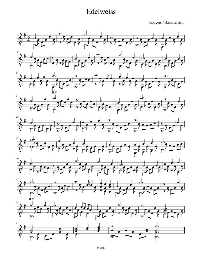 Edelweiss Sheet Music for Guitar (Solo) | MuseScore.com