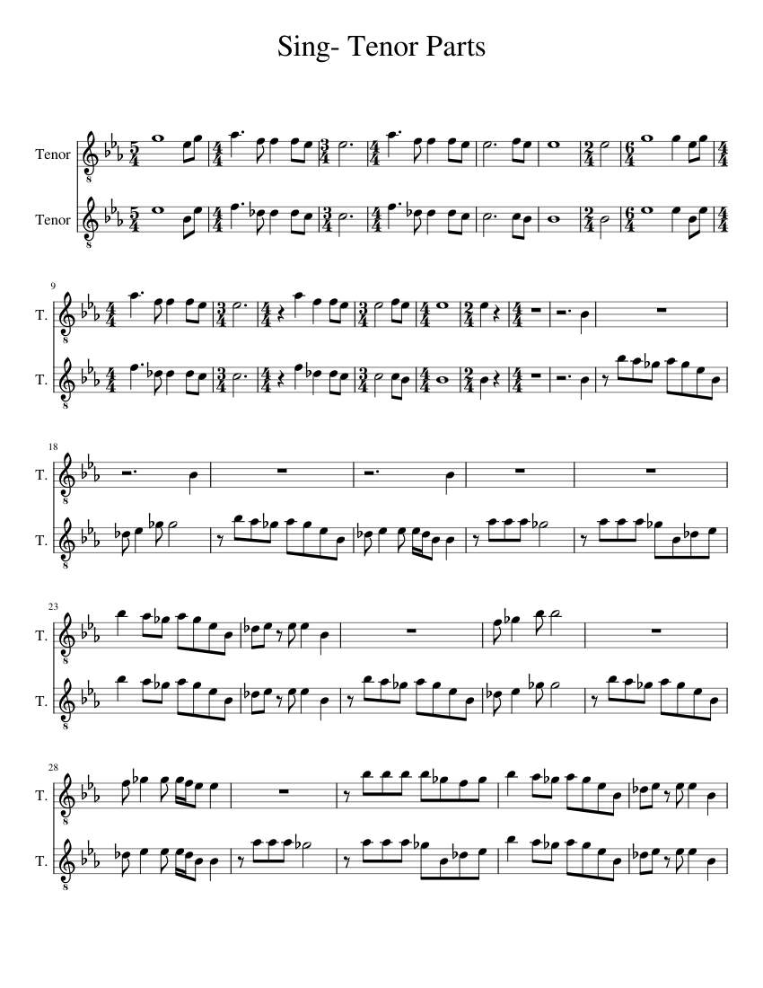 Sing- Tenor Parts Sheet music for Tenor (Choral) | Musescore.com