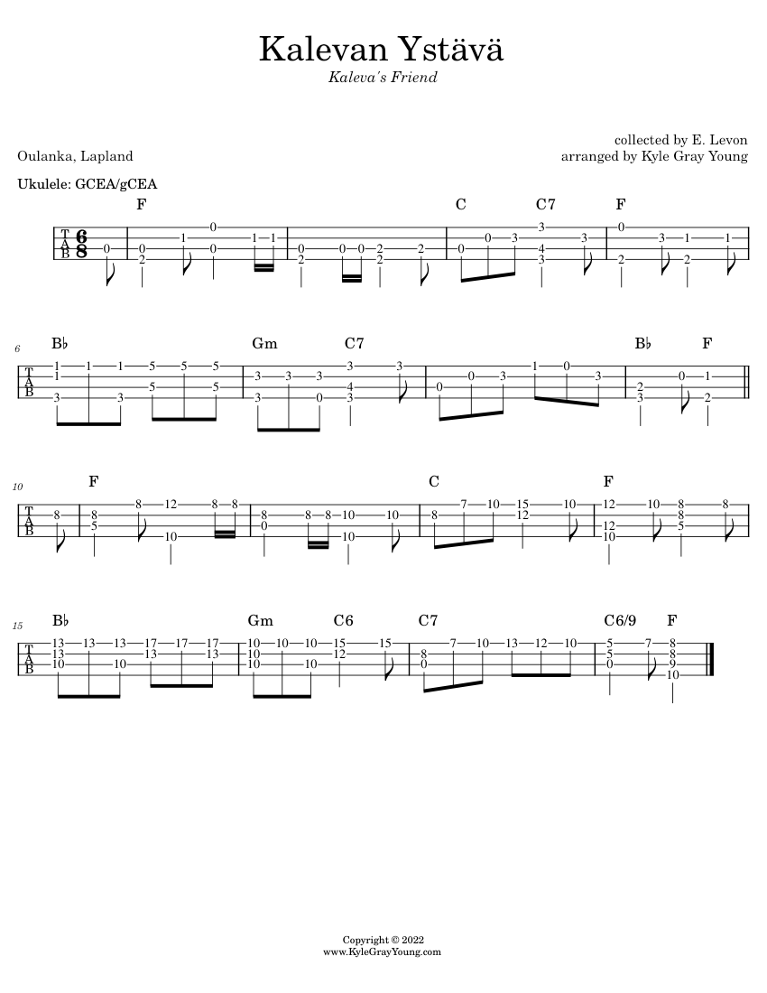 Kalevan Ystävä – Finnish Folk Tune (ukulele) Sheet music for Ukulele ...