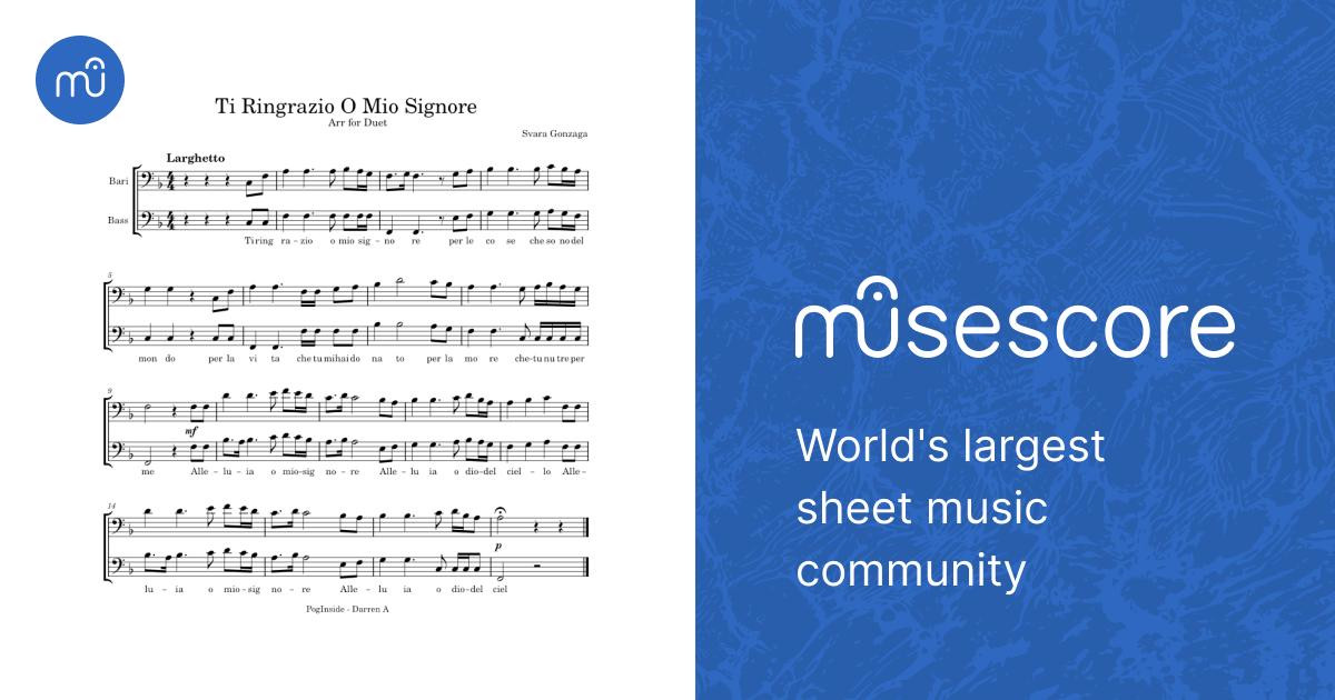 Ti Ringrazio o Mio Signore – Svara Gonzaga - Duet Arr Sheet Music for ...
