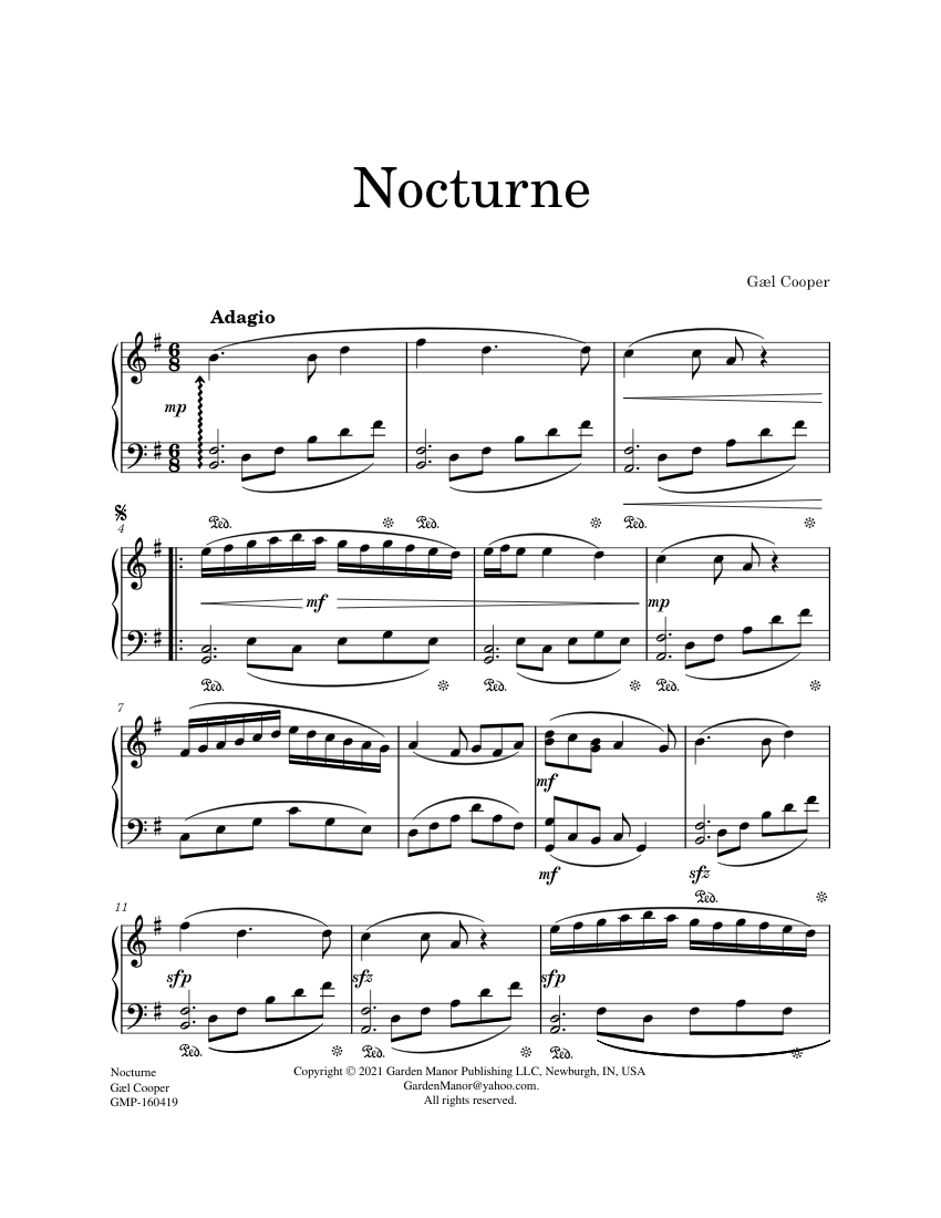 Nocturne - Gæl Cooper - piano tutorial