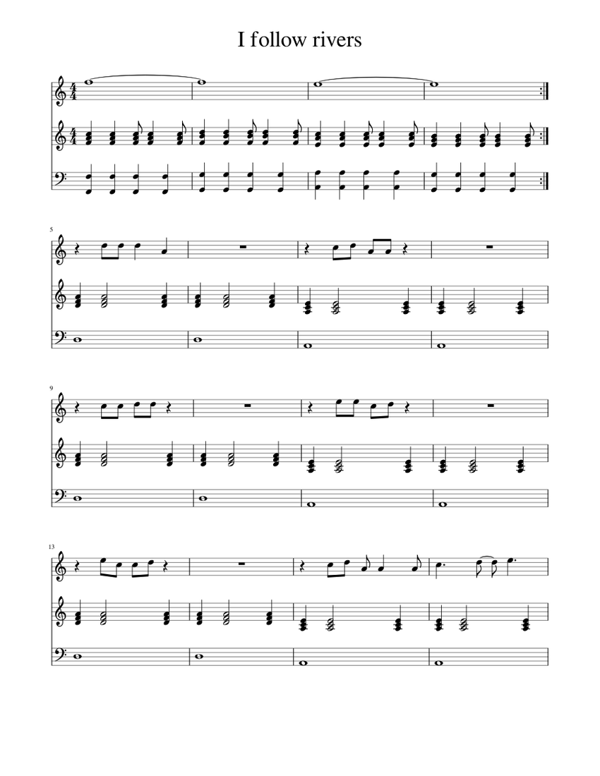 I follow rivers Sheet music for Piano, Strings group (Mixed Trio ...