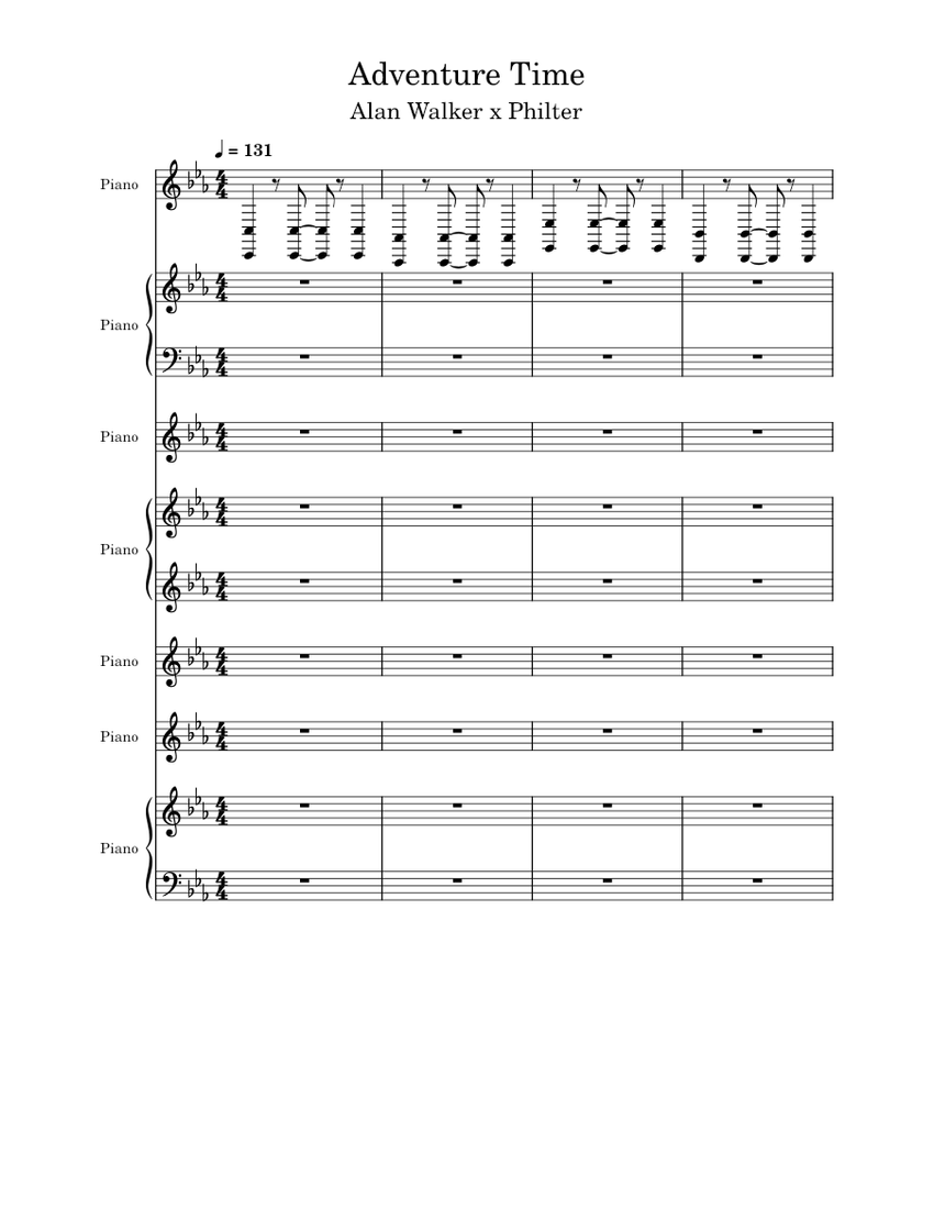 Adventure Time – Alan Walker x Philter Sheet Music for Piano (Piano ...