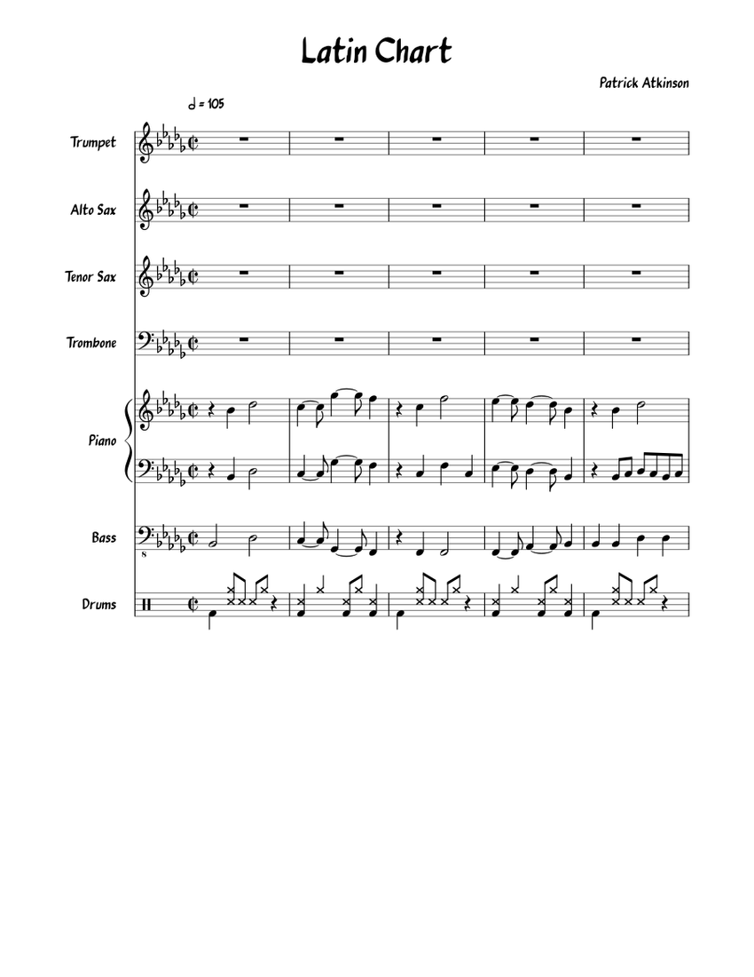 Latin Chart Sheet music for Piano, Trombone, Saxophone alto, Saxophone ...