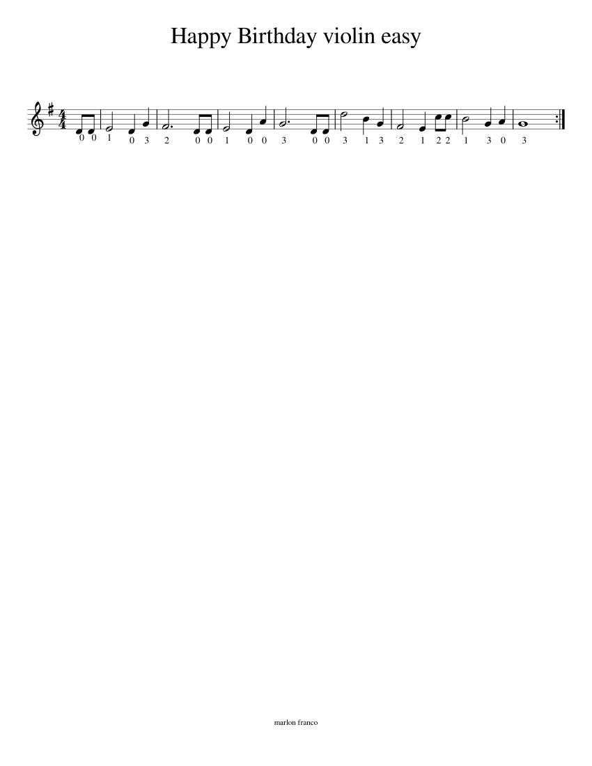 Happy Birthday violin easy Sheet music for Piano (Solo) | Musescore.com