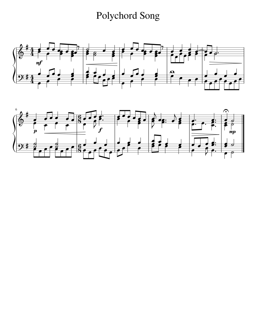 Polychord_Song Sheet music for Piano (Solo) Easy | Musescore.com