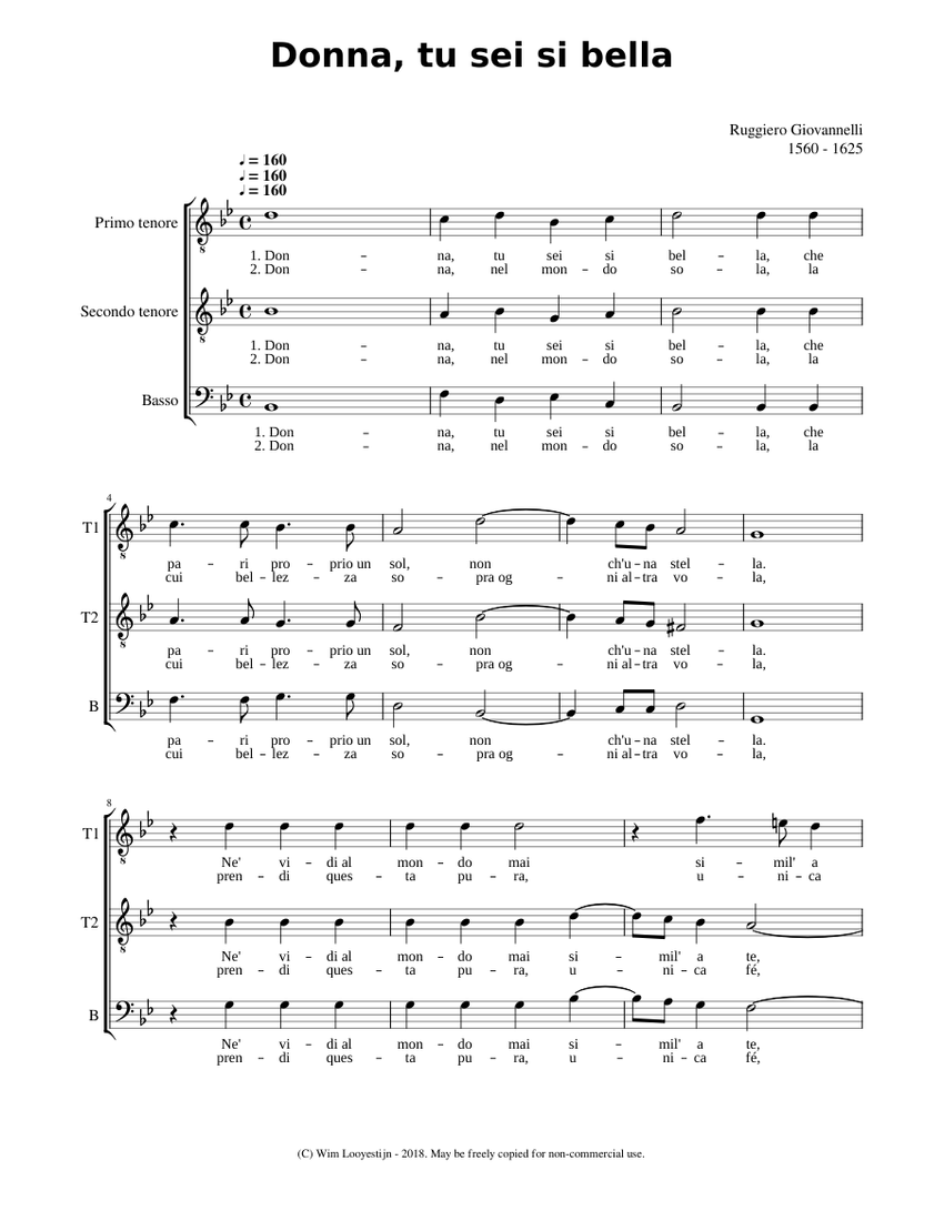 Donna tu sei si bella - Ruggiero Giovannelli Sheet music for Piano ...