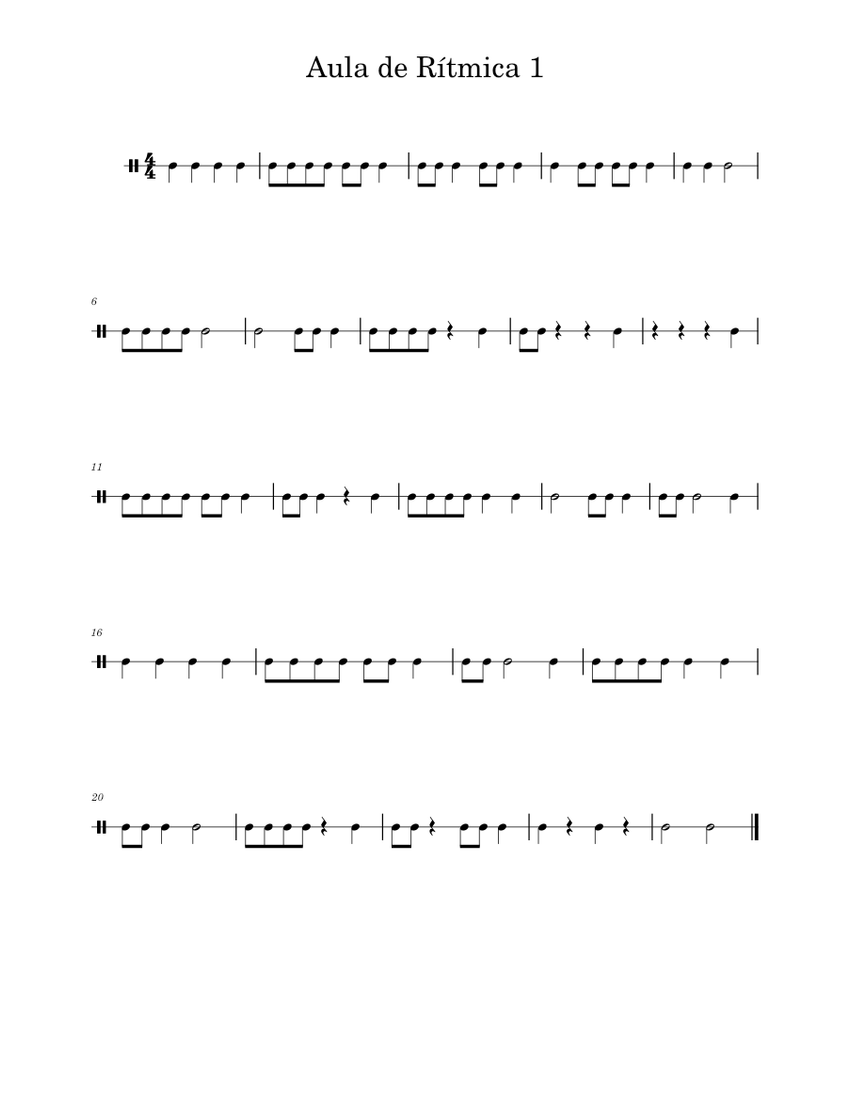 Aula de Rítmica 1 Sheet music for Claves (Solo) | Musescore.com
