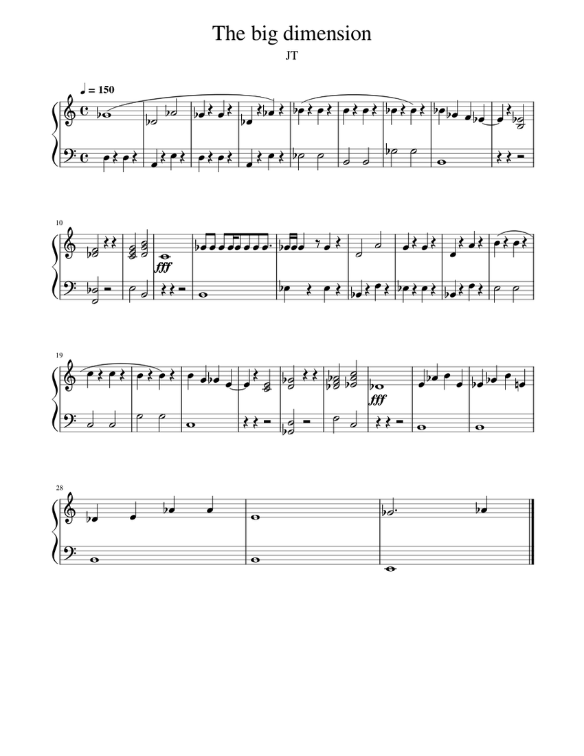 The big dimension Sheet Music for Piano (Solo) easy | MuseScore.com